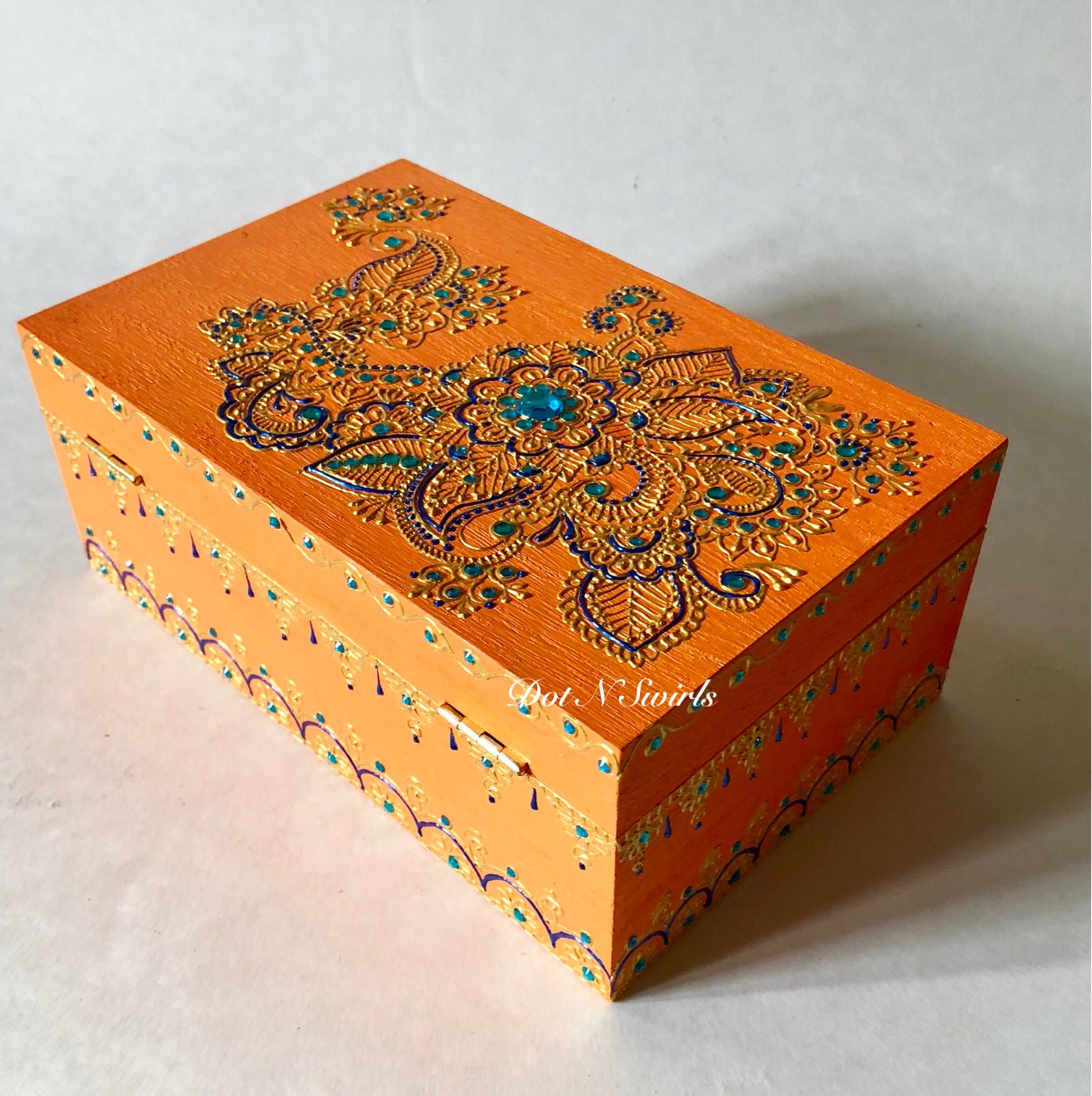 Henna Paisley Jewelry Box/wedding Box/keepsake Box/gift Box/henna ...