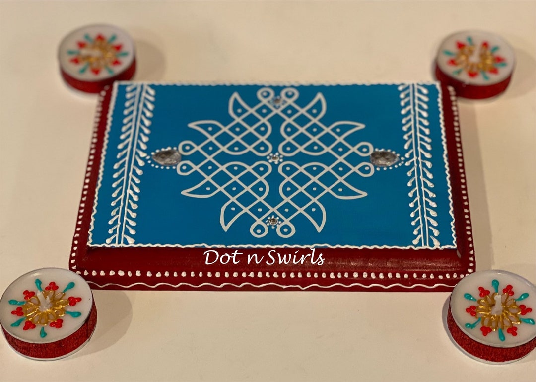 Beautiful Wooden Rangoli Set With Decoretive Candles/floor Art/festive ...