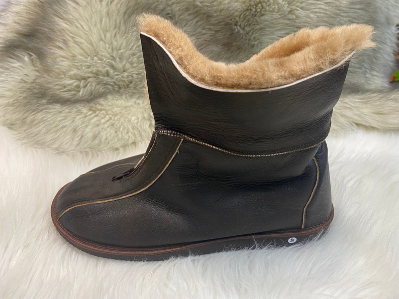 Men's Sheepskin Zipper Slippers: Warm Wool Lined Comfort - Etsy