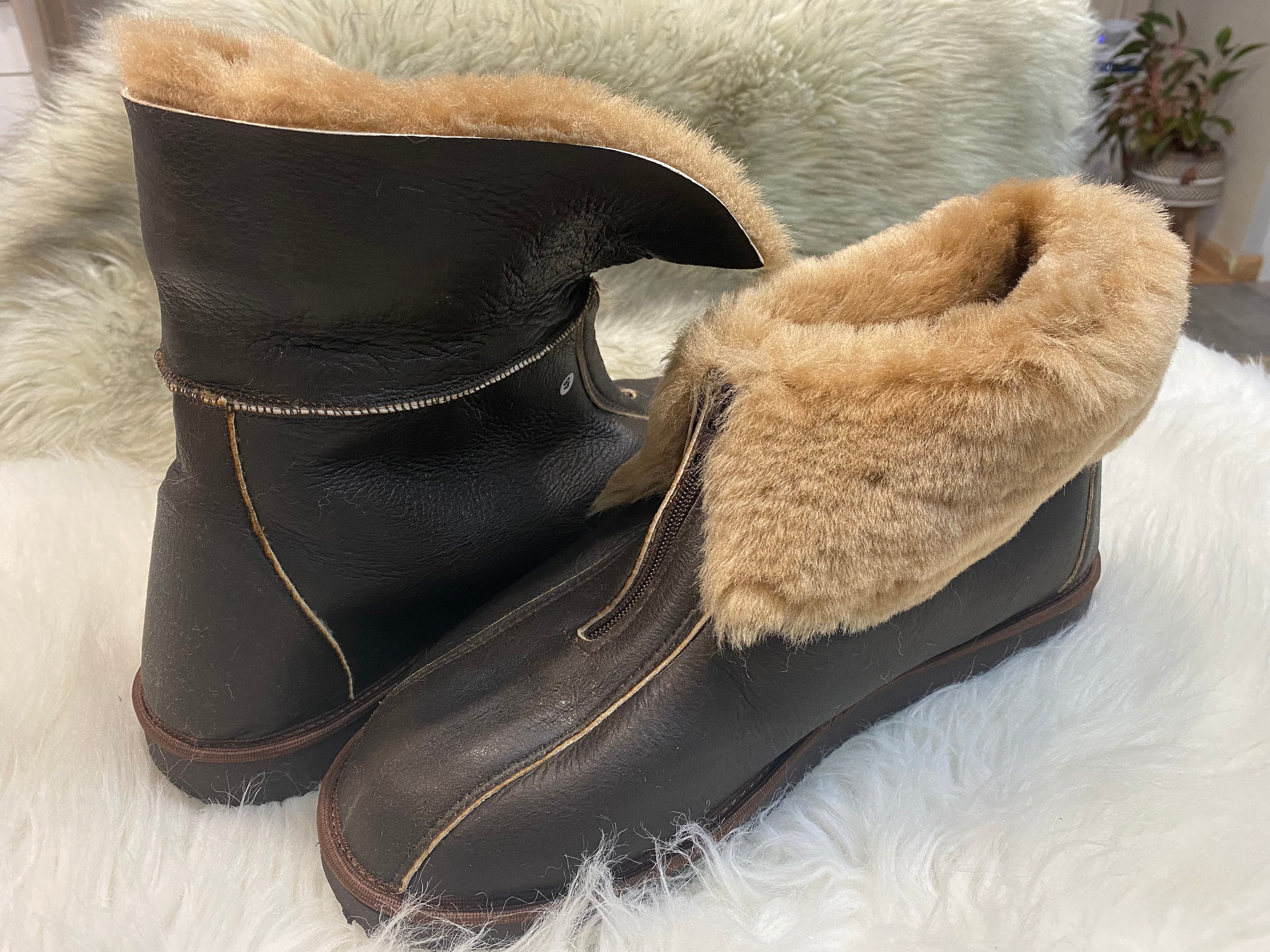 Men's Zipper Warmers Sheepskin Slippers Ever Nothing but - Etsy UK