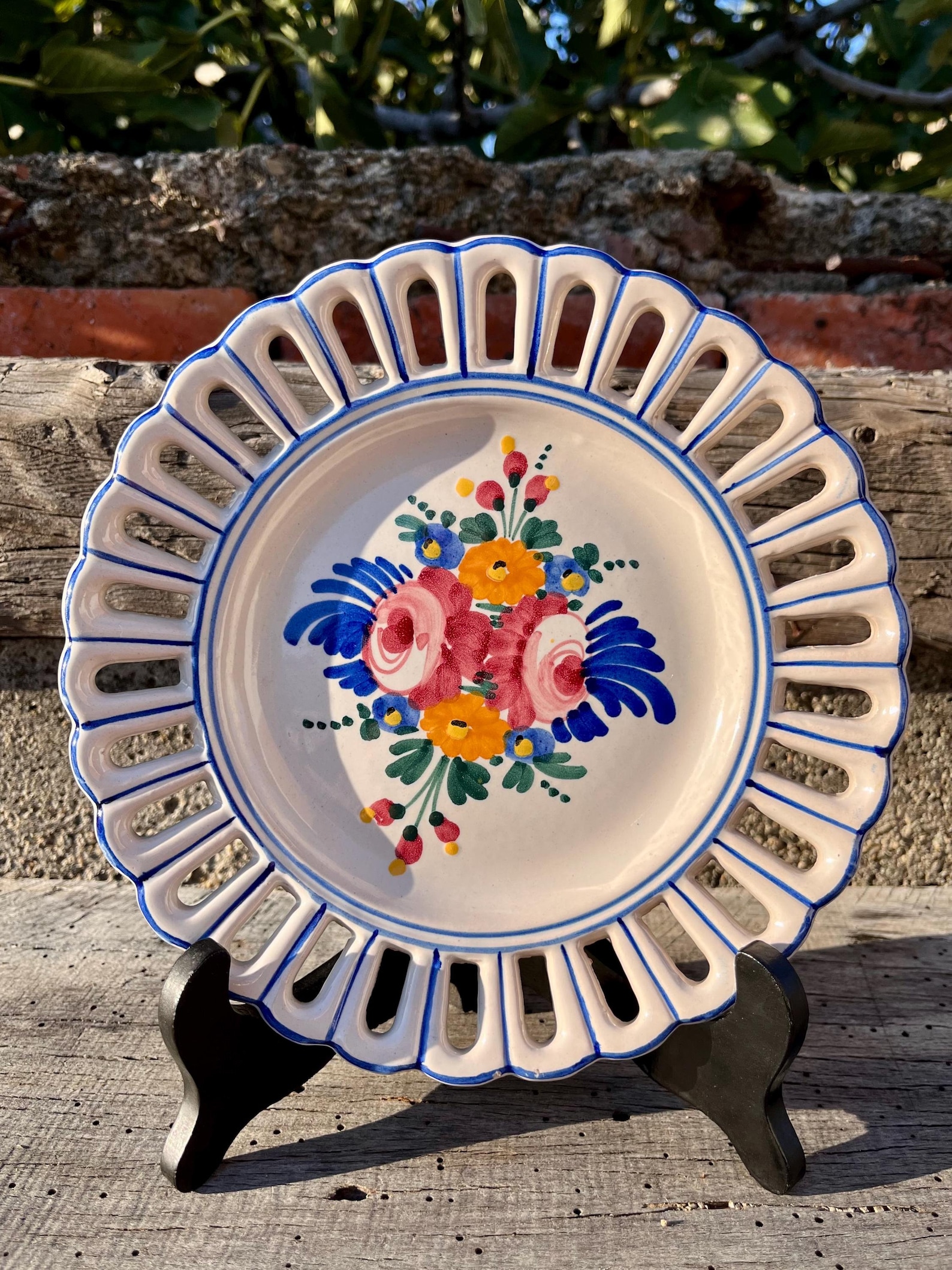 Vintage Italian Faience Plate With Hand Painted Floral Design - Etsy