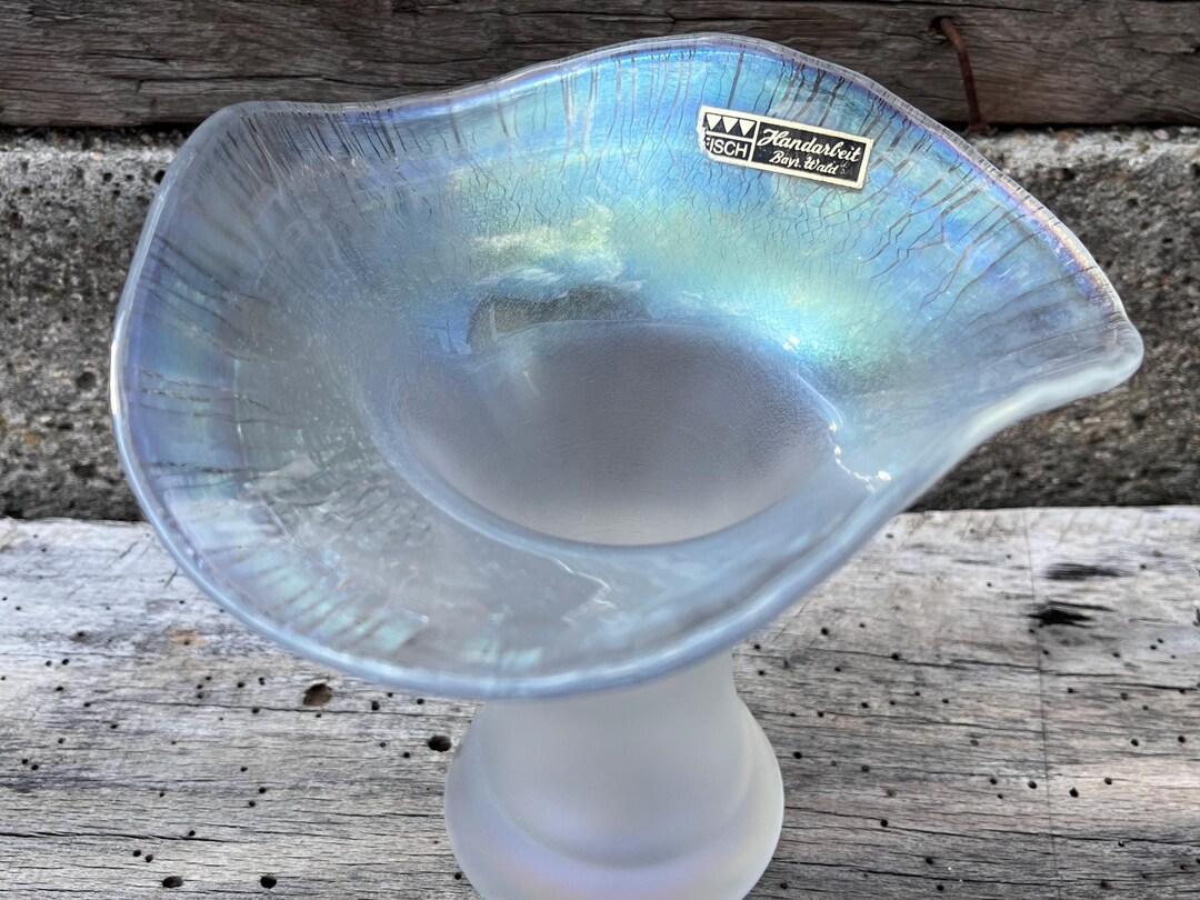 Vintage Erwin Eisch Studio Iridescent Glass Vase - 1970s German Blown ...