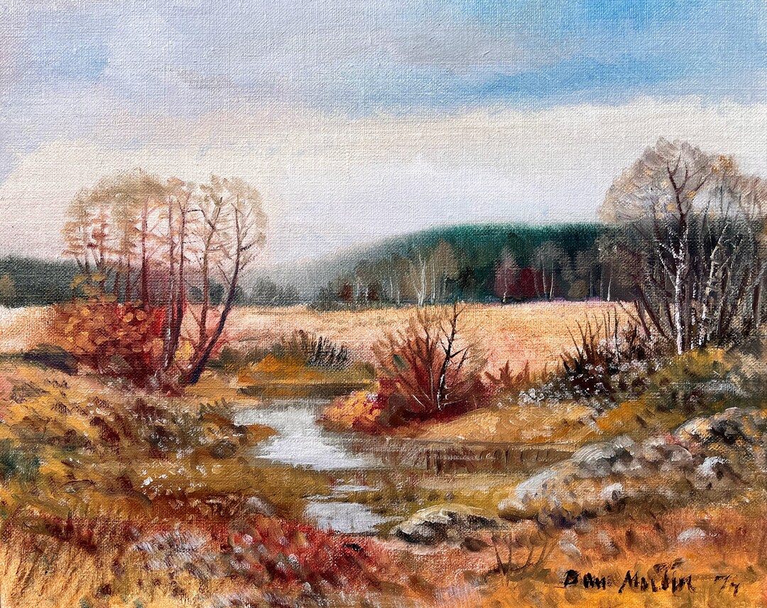 Vintage Forest River Nature Landscape Oil Painting by Dan Martin Masell ...