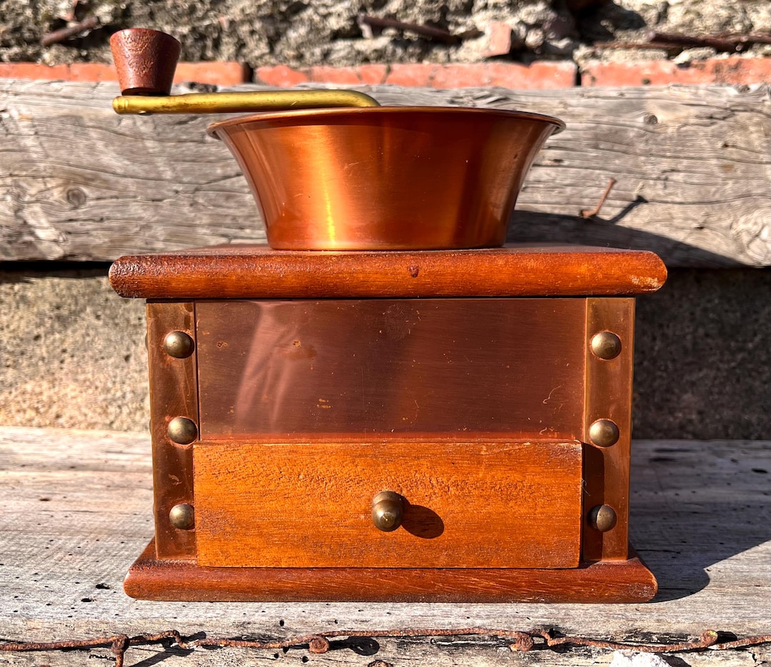 Vintage Wood & Brass Manual Coffee Grinder | Sweden Coffee Mill With ...