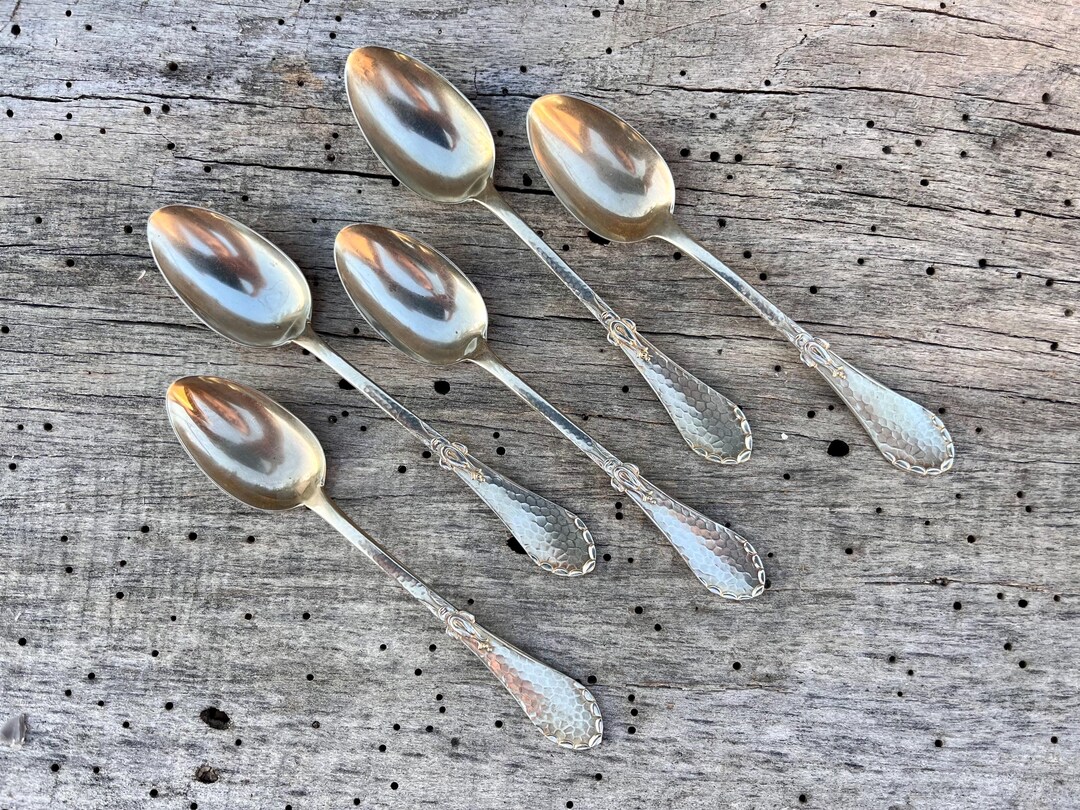 Vintage Prima Silver-plated Spoons: Floral Design, Set of 5 - Etsy