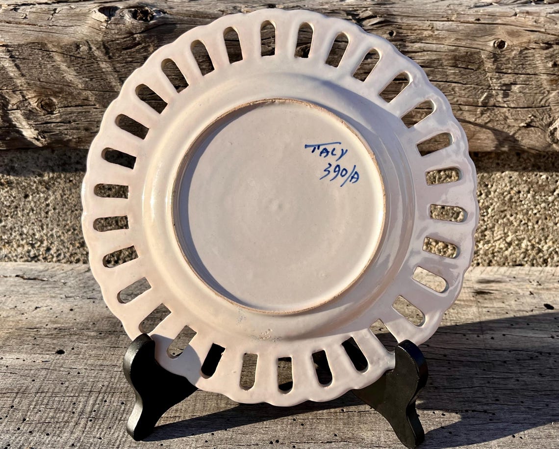 Vintage Italian Faience Plate With Hand Painted Floral Design - Etsy