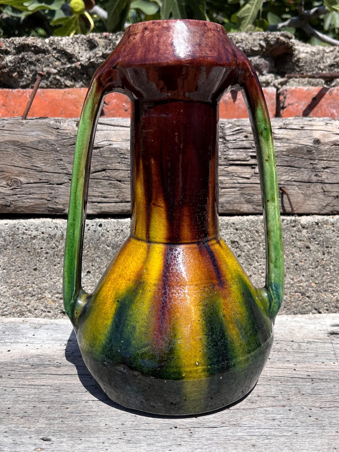 Vintage Flamand Pottery Vase With Multicolor Drip Glaze and Dual ...