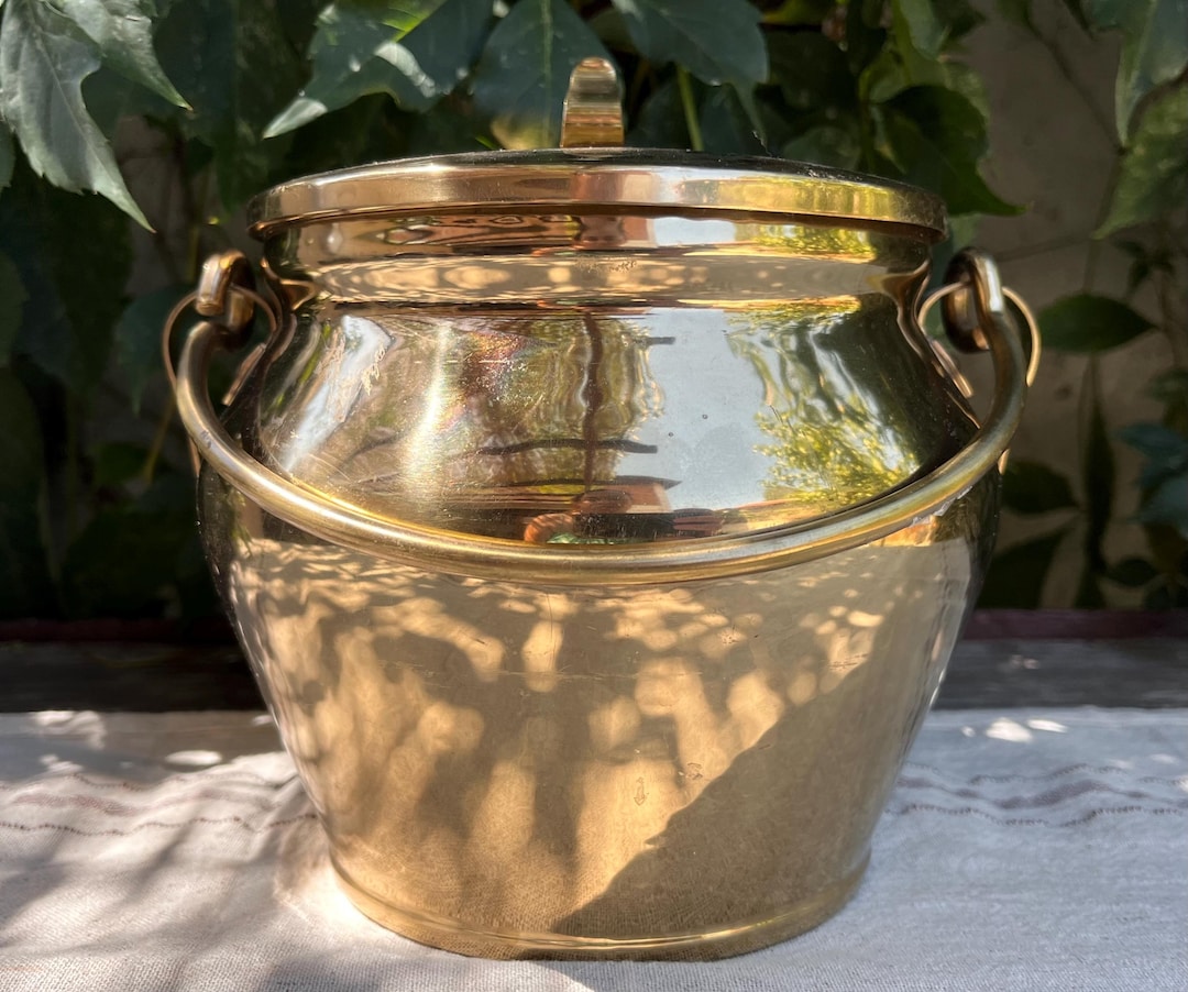 Vintage Skultuna Brass Metal Vessel With Lid & Handle - Made in Sweden ...