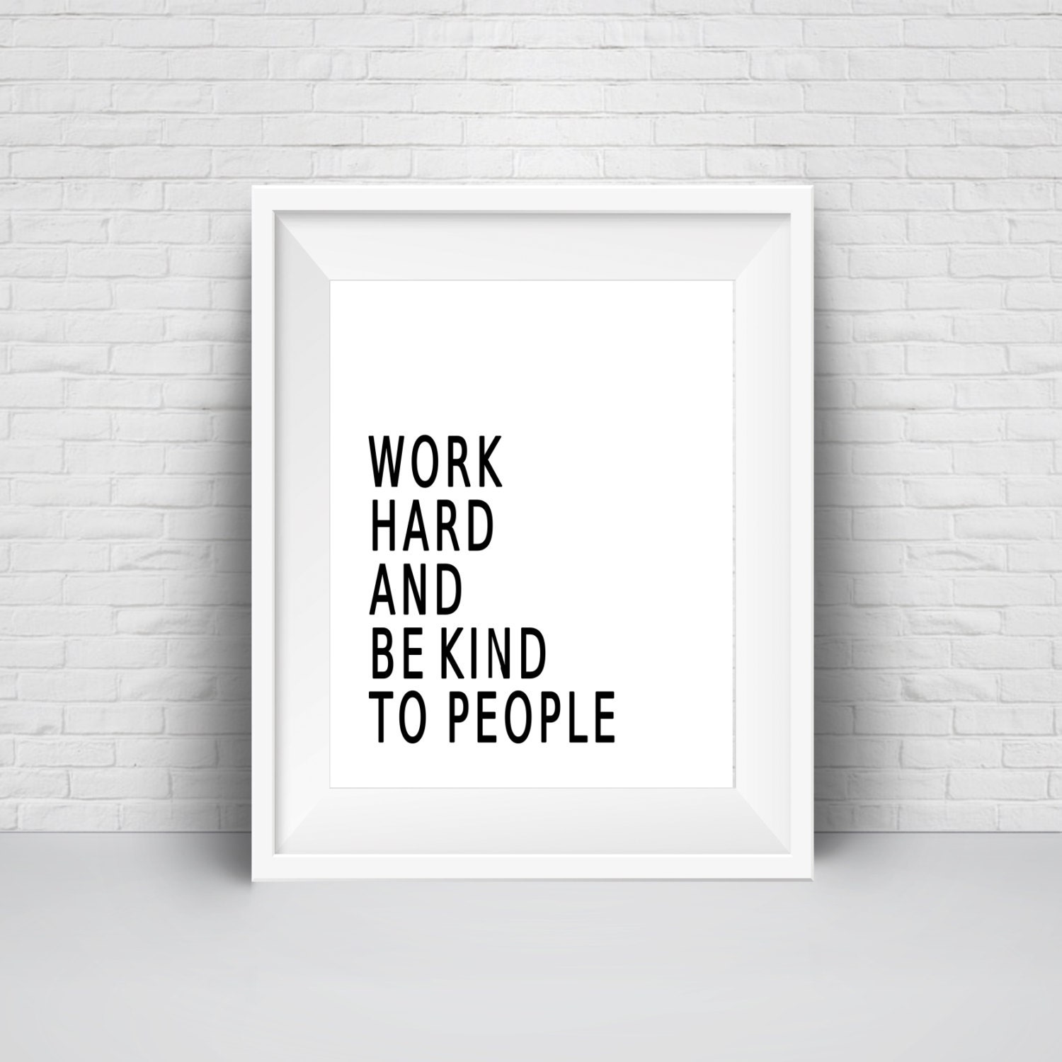 Work Hard Be Kind Print, Wall Art Printable, Work Hard Quote Typography ...
