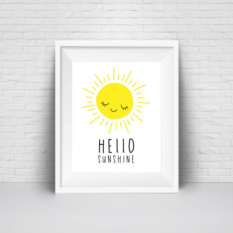 Sun Nursery Print, Hello Sunshine Kids Wall Art, Modern Kids Room Decor ...