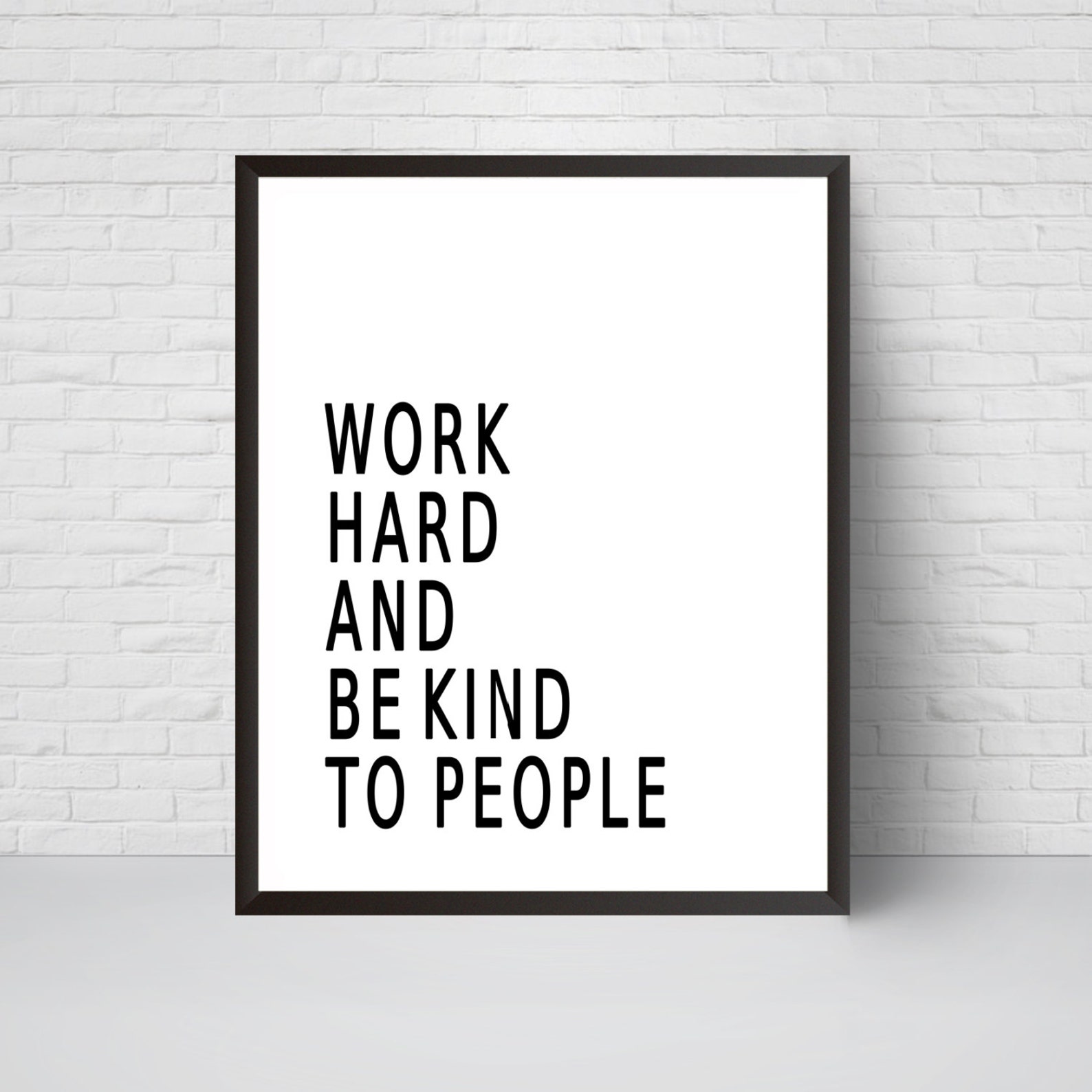 Work Hard Be Kind Print, Wall Art Printable, Work Hard Quote Typography ...