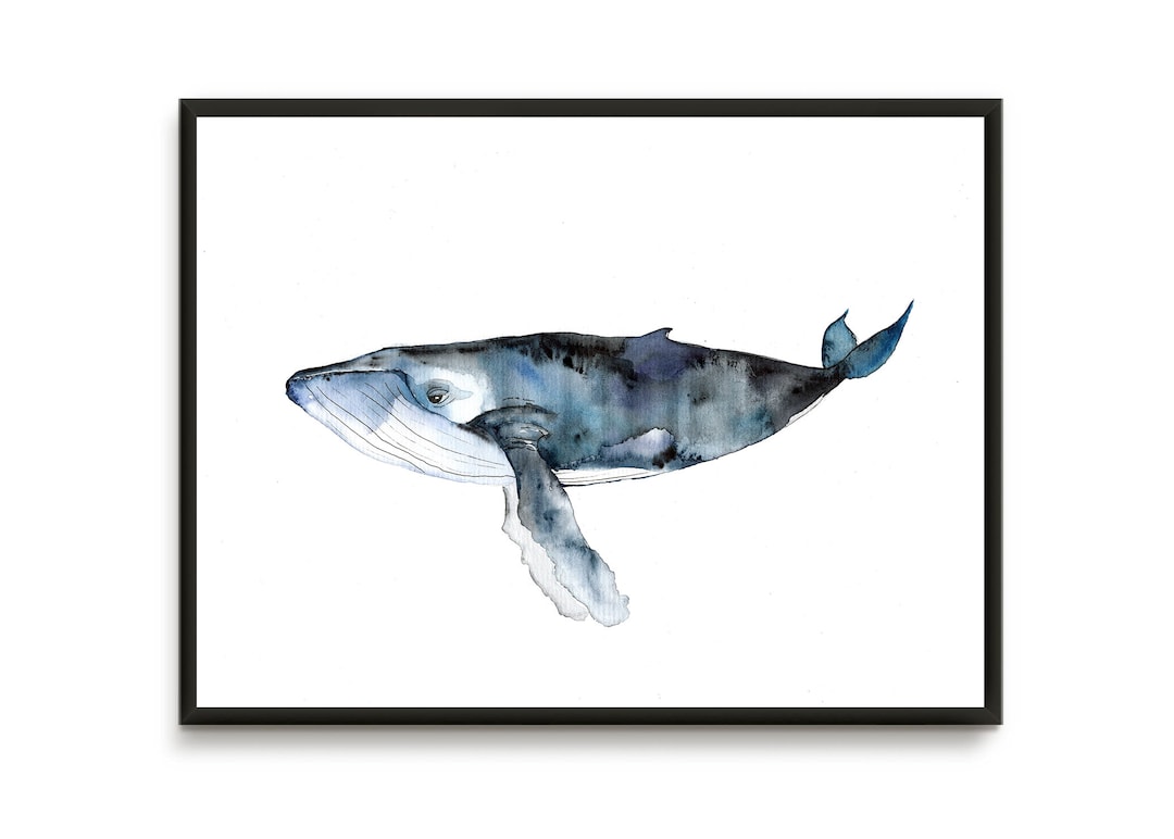 Whale Wall Art, Watercolor Whale Print, Nautical Wall Decor, Whale ...