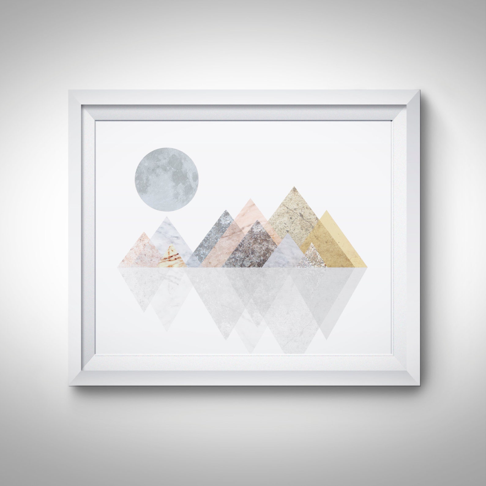 Geometric Mountain Wall Art Print, Printable Art, Mid Century Modern ...