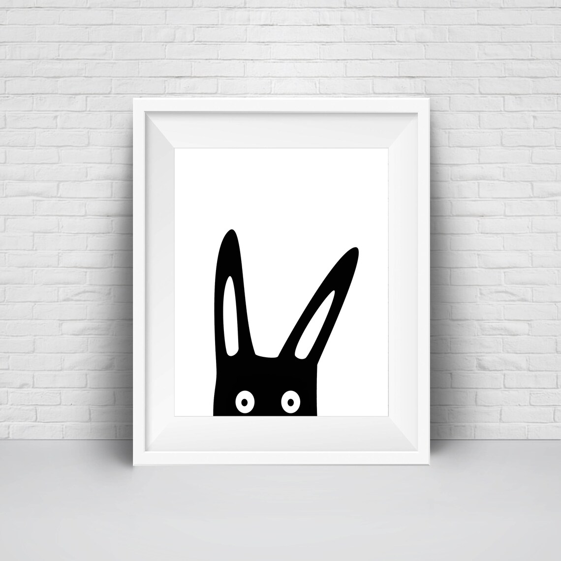 Bunny Nursery Print, Wall Art, Rabbit Art, Black and White Modern Kids ...