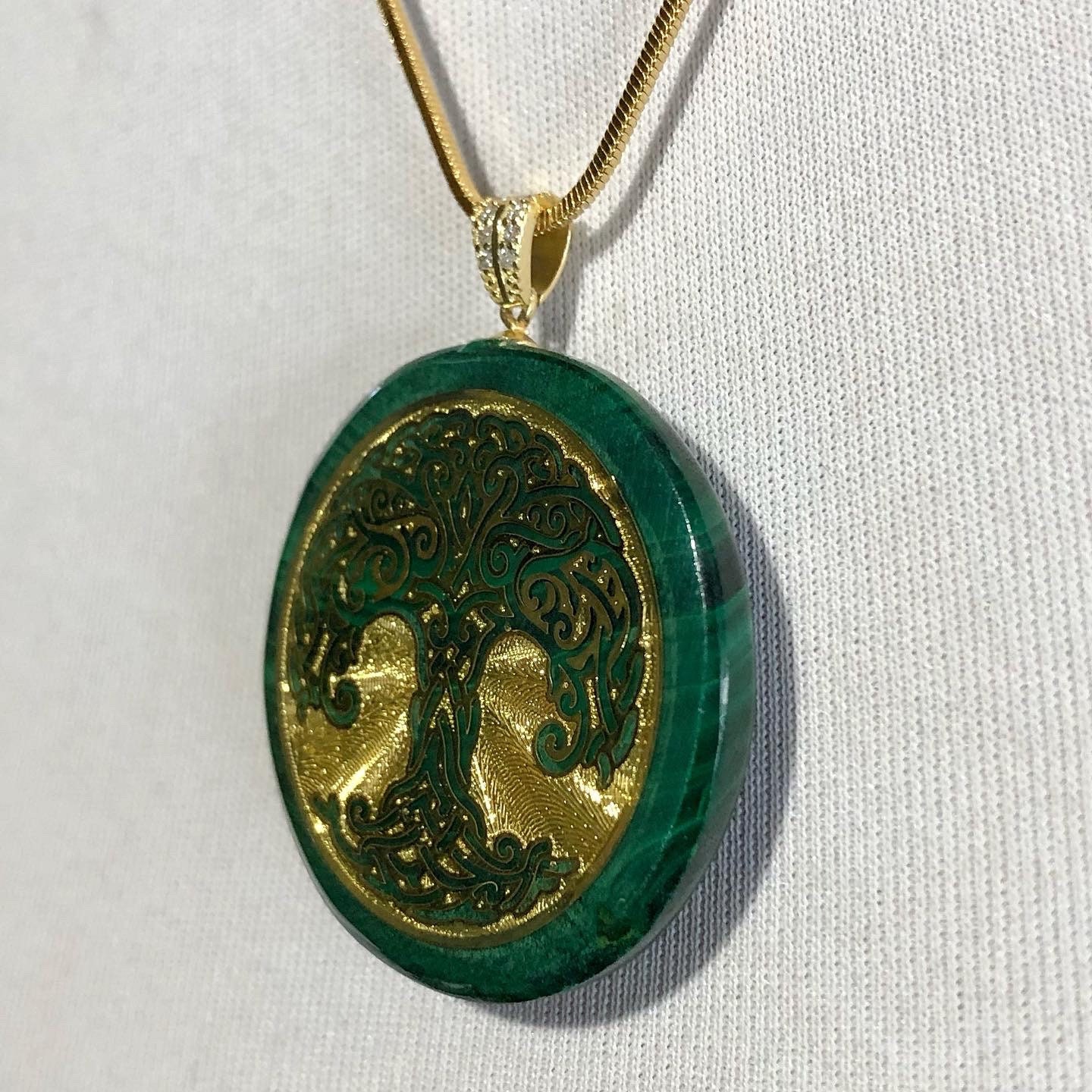 116ct. Malachite Tree of Life Amulet Gold Plated Sterling - Etsy