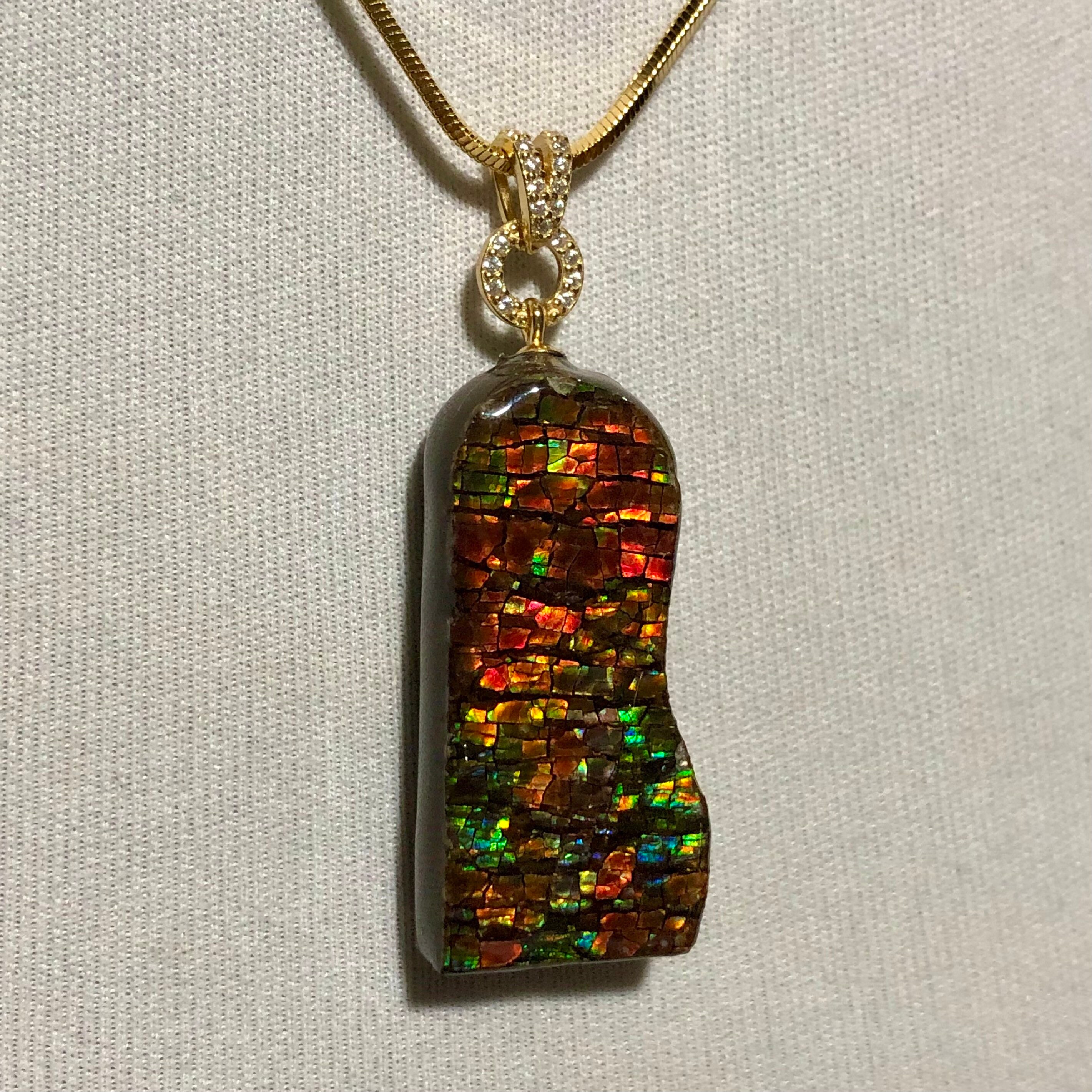 Rainbow Ammolite Dragon Skin Fossil Gemstone Amulet Gold - Etsy