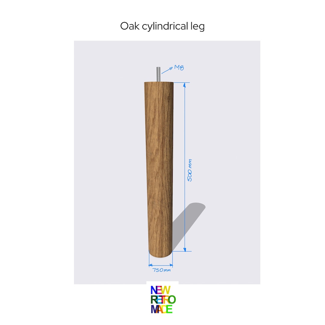 Cylinder 75 Mm Wide Table Base Oak Leg/ Round Wooden Legs/circular ...