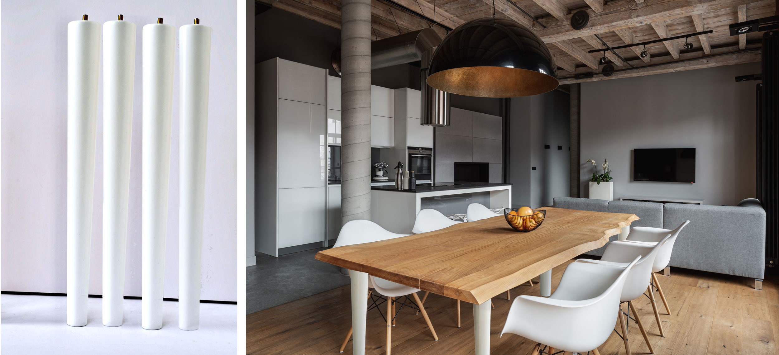 White Wooden Table Legs Black Cone Shape Legs for Furniture | Etsy UK