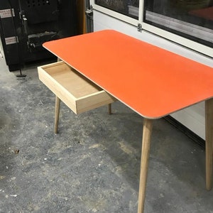 Linoleum Top Desk on Birch Plywood With Tapered Birch Legs/lino Table ...