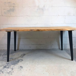 Live Edge Two Oak Slabs Dining Table/wooden Slabs & Angled Legs Table ...