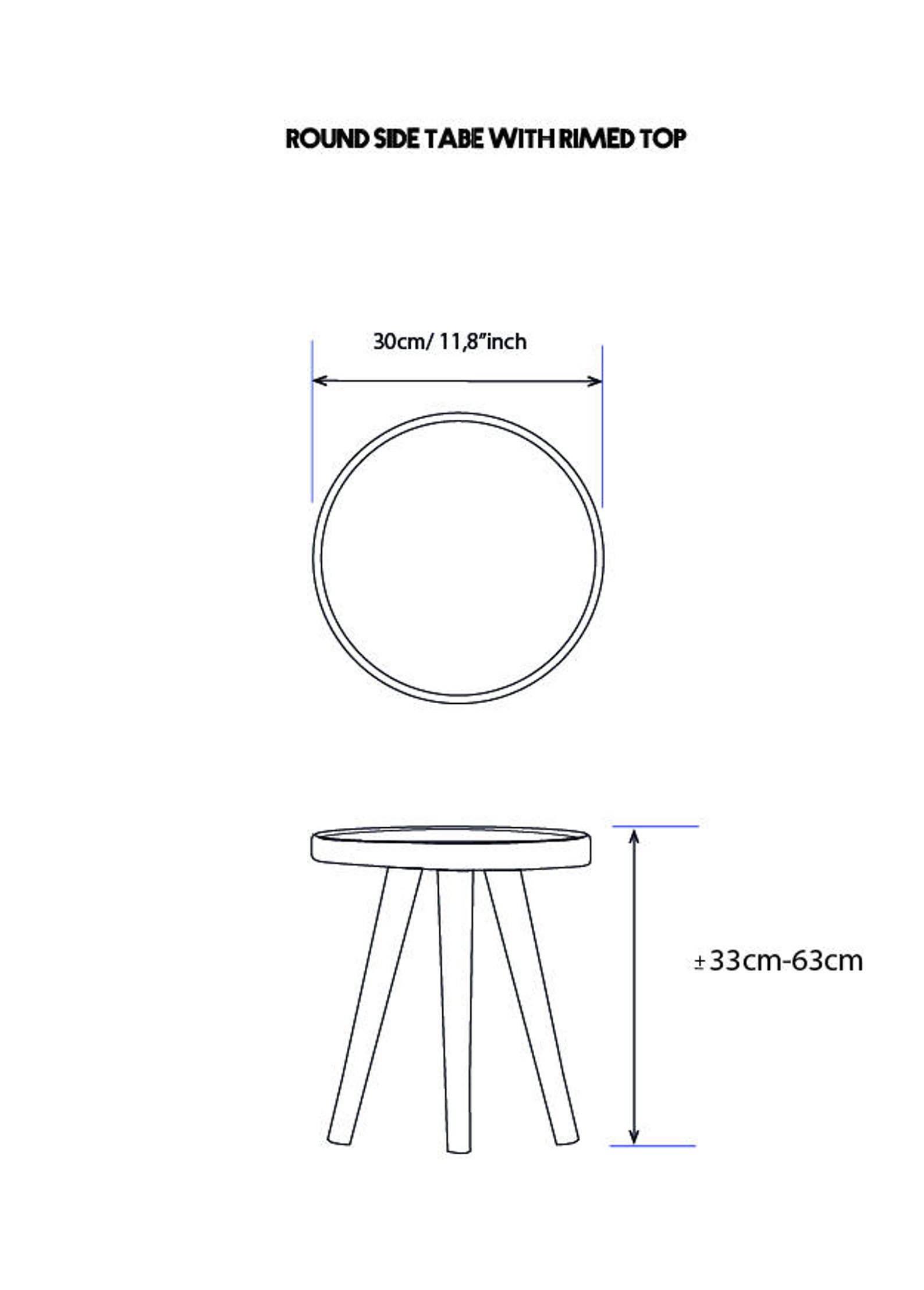 Round Side Table Rimed Top in White With 3 Tapered Solid - Etsy UK