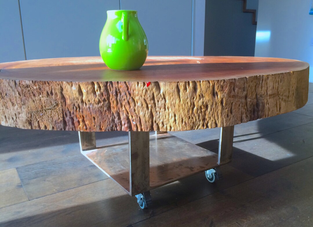 Round Coffee Table Cross Cut Tree Live Edge Tree Trunk Slab Coffee ...
