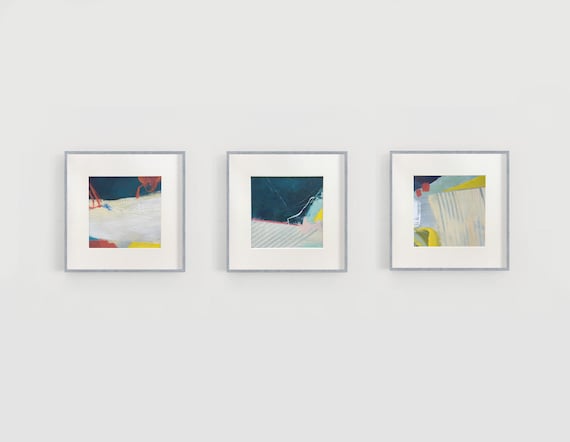 Tryptic Abstract Art Original Painting on Paper Landscape - Etsy