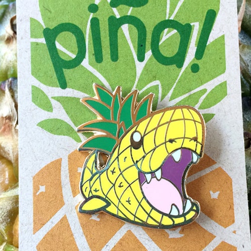 Pineapple Shark Gold Hard Enamel Pin Cute Kawaii Sea Animal - Etsy