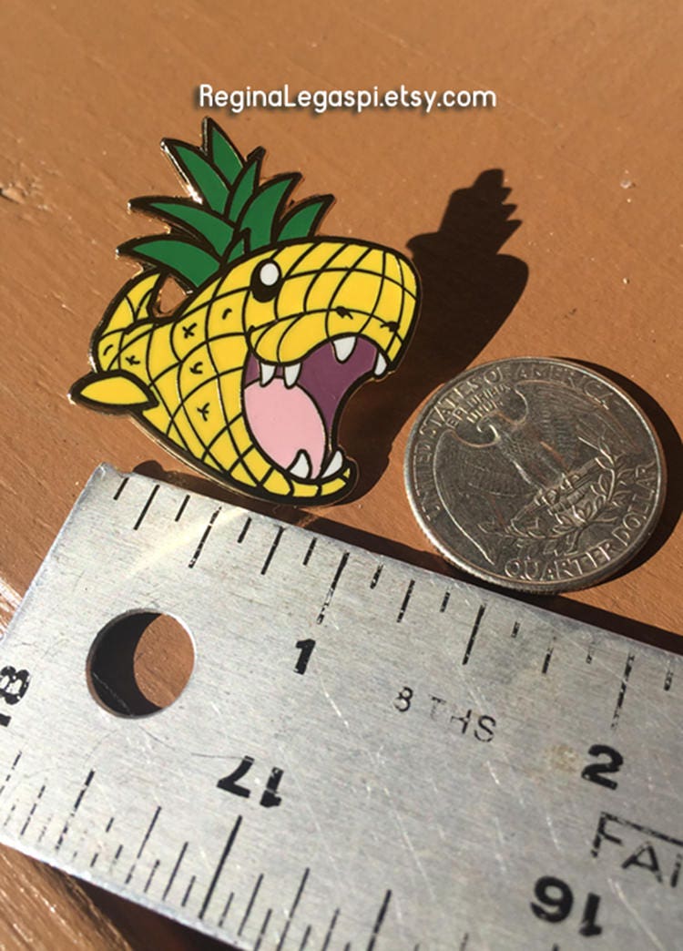 Pineapple Shark Gold Hard Enamel Pin Cute Kawaii Sea Animal | Etsy