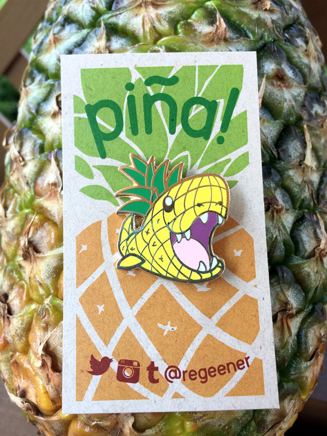 Pineapple Shark Gold Hard Enamel Pin | Cute Kawaii Sea Animal Funny ...