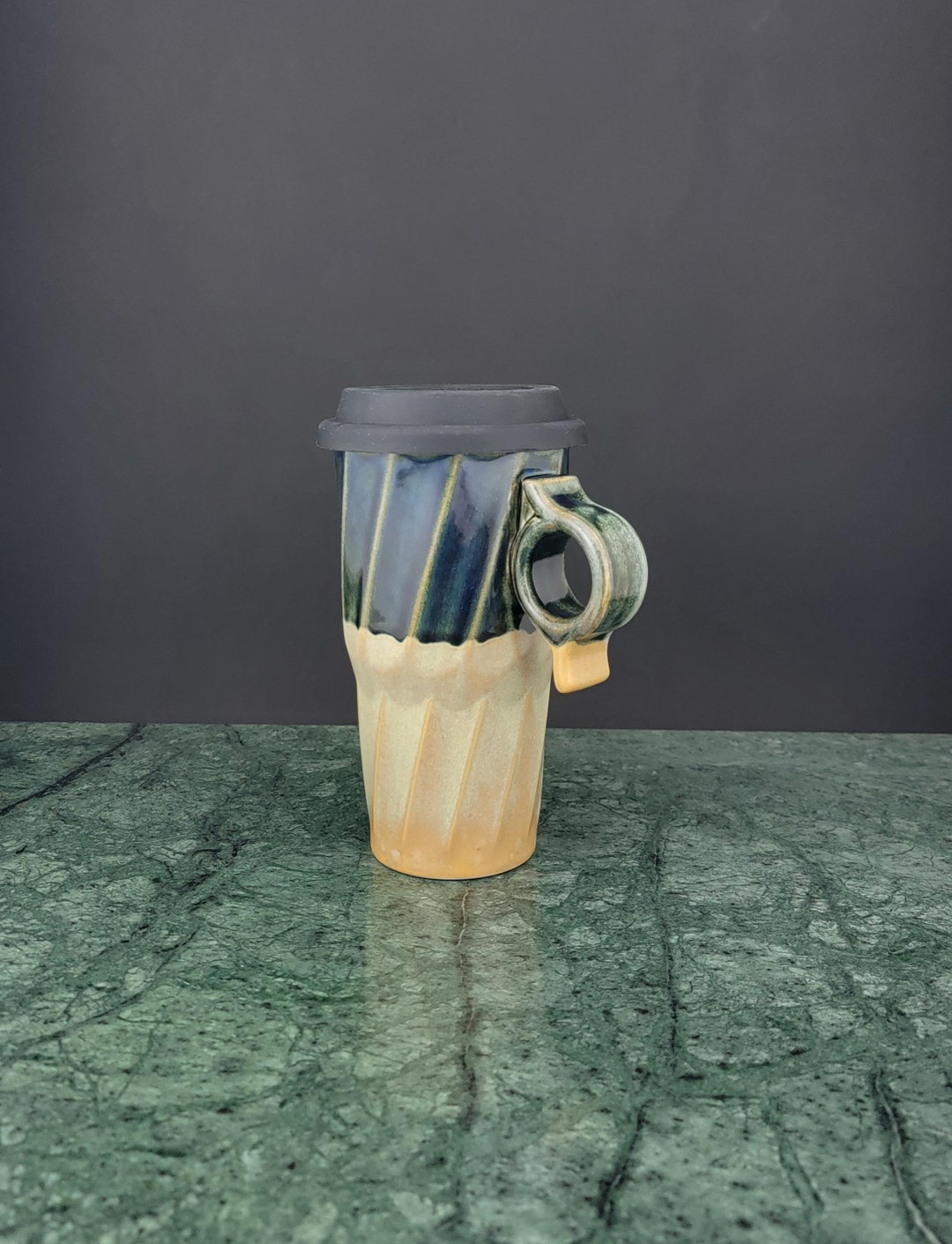 Porcelain Travel Mug With Ergonomic Handle and Silicone Lid 20 Fl.oz ...
