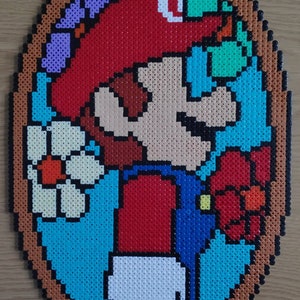 Super Mario and Princess Peach Stained Glass Hama Bead Paintings - Etsy