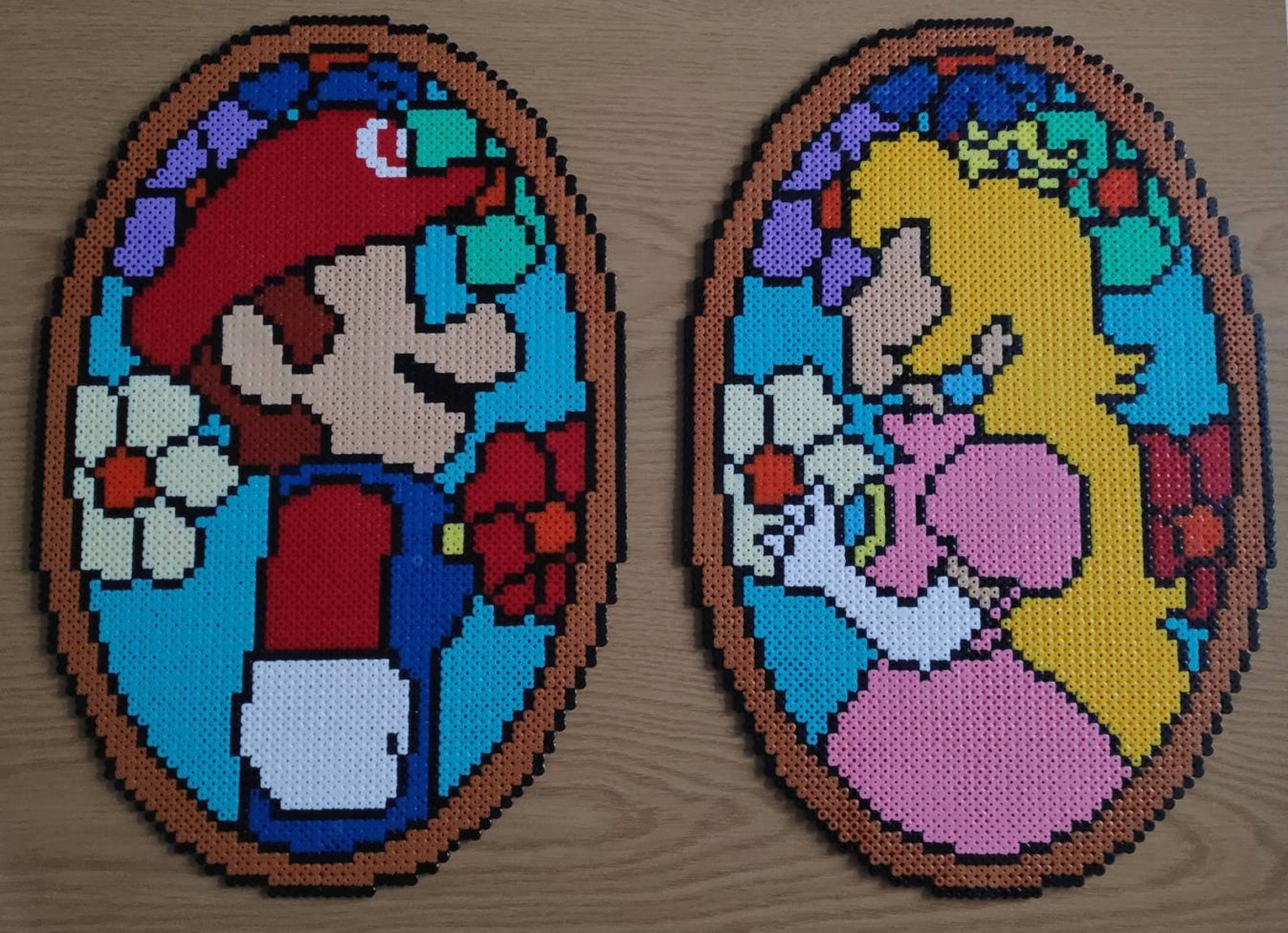 Super Mario and Princess Peach Stained Glass Hama Bead - Etsy