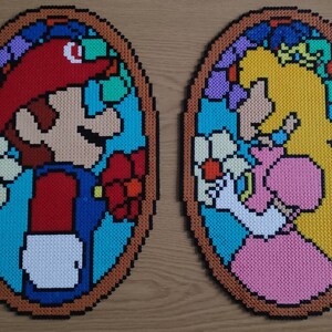 Super Mario and Princess Peach Stained Glass Hama Bead Paintings - Etsy