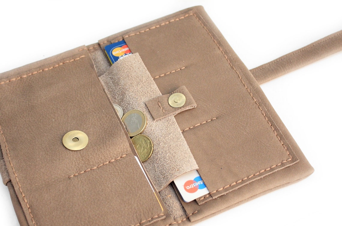 Wallet Cris Leather Wallet Color Light Brown Taupe Leather | Etsy