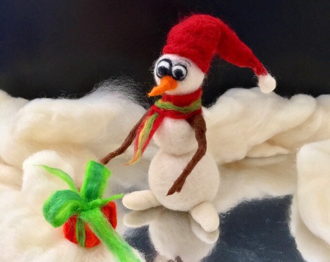 Needle Felted Snowman Wool Felted Snowman Christmas Room Decor ...