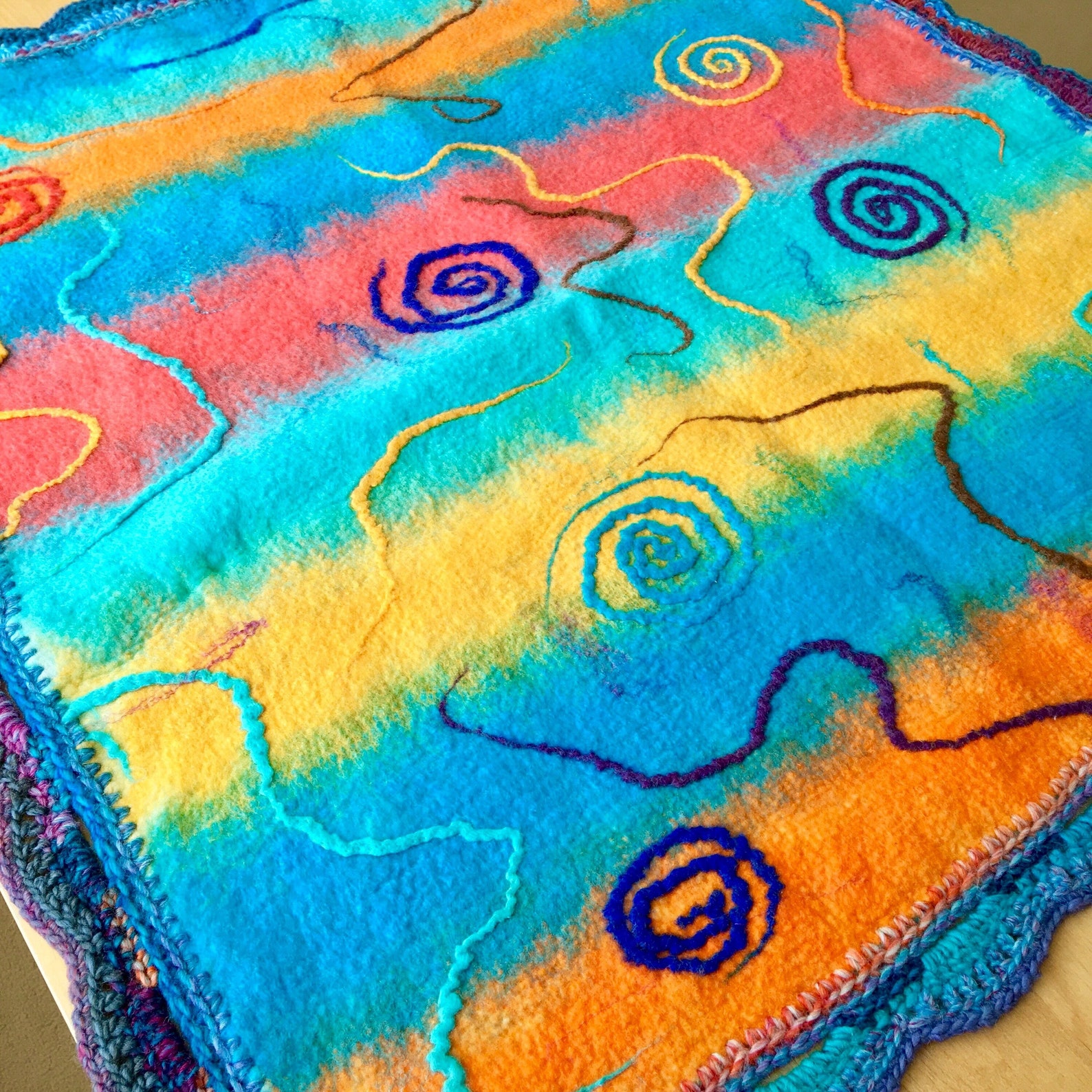 Wool Felted Baby Playing Mat Wool Felted Baby Playing Mat Merino Wool ...