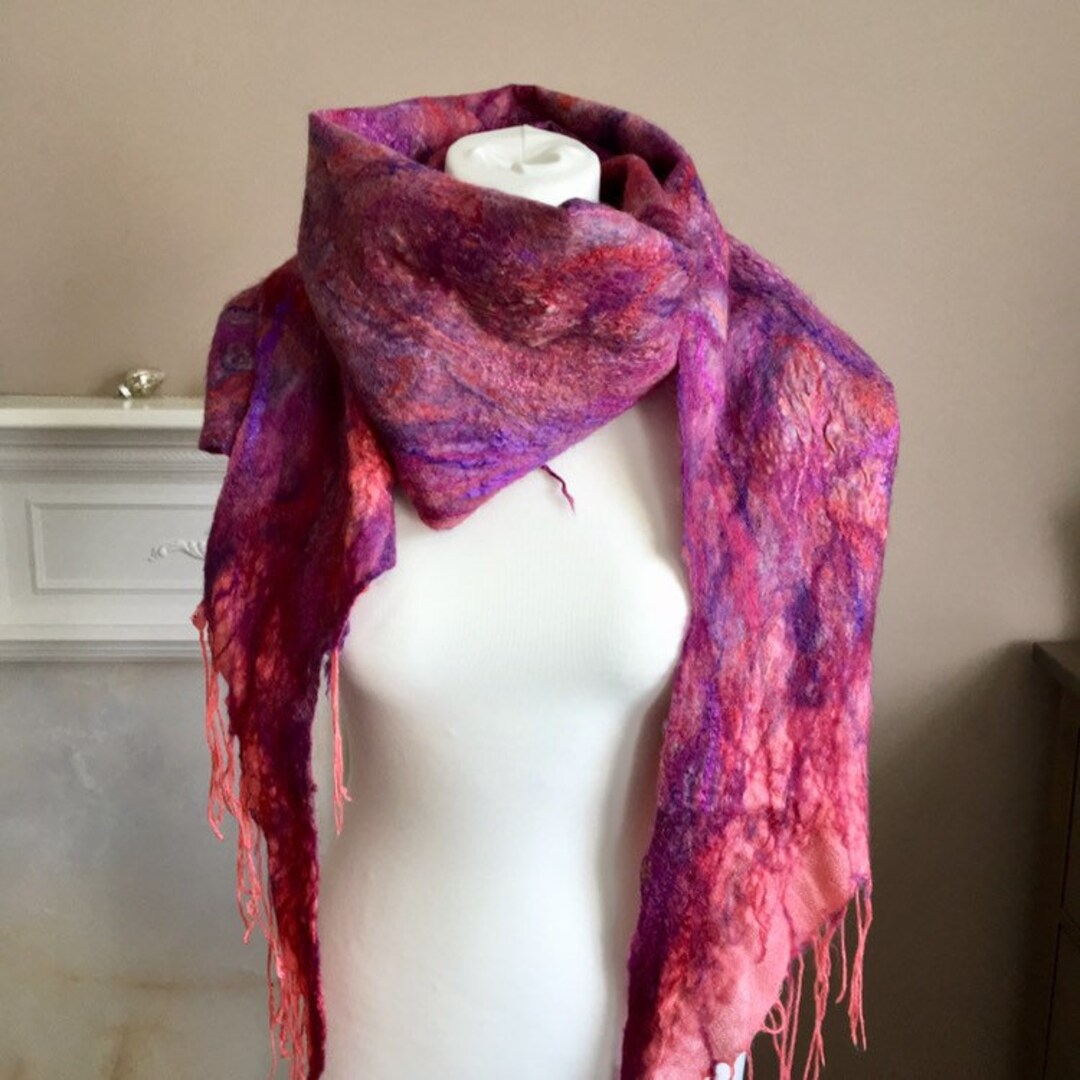 Merino Wool Scarf Felted Merino Wool Wrap Merino Wool Felted - Etsy