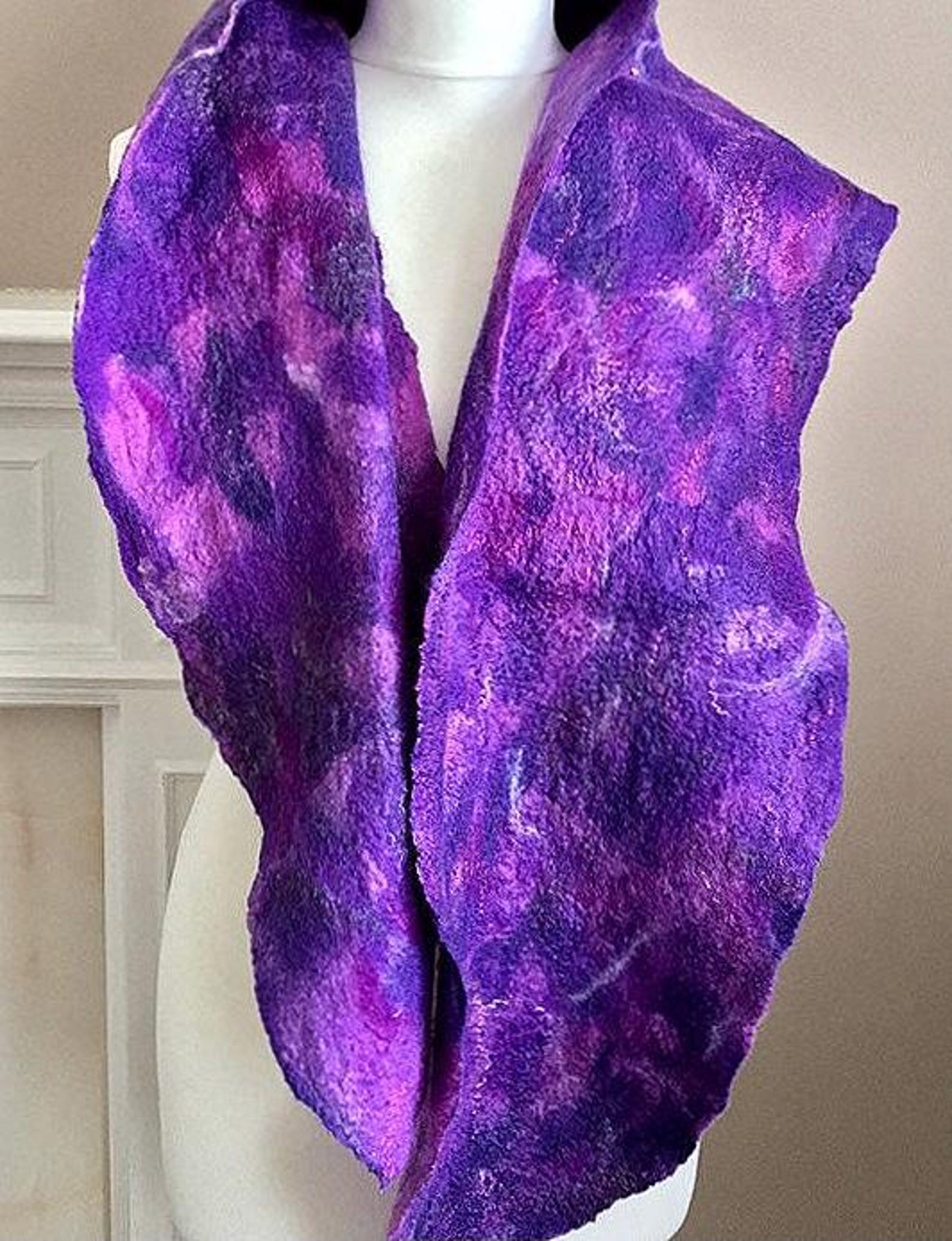 Merino Wool Scarf Felted Super Soft Scarf Merino Wool Neck Warmer ...