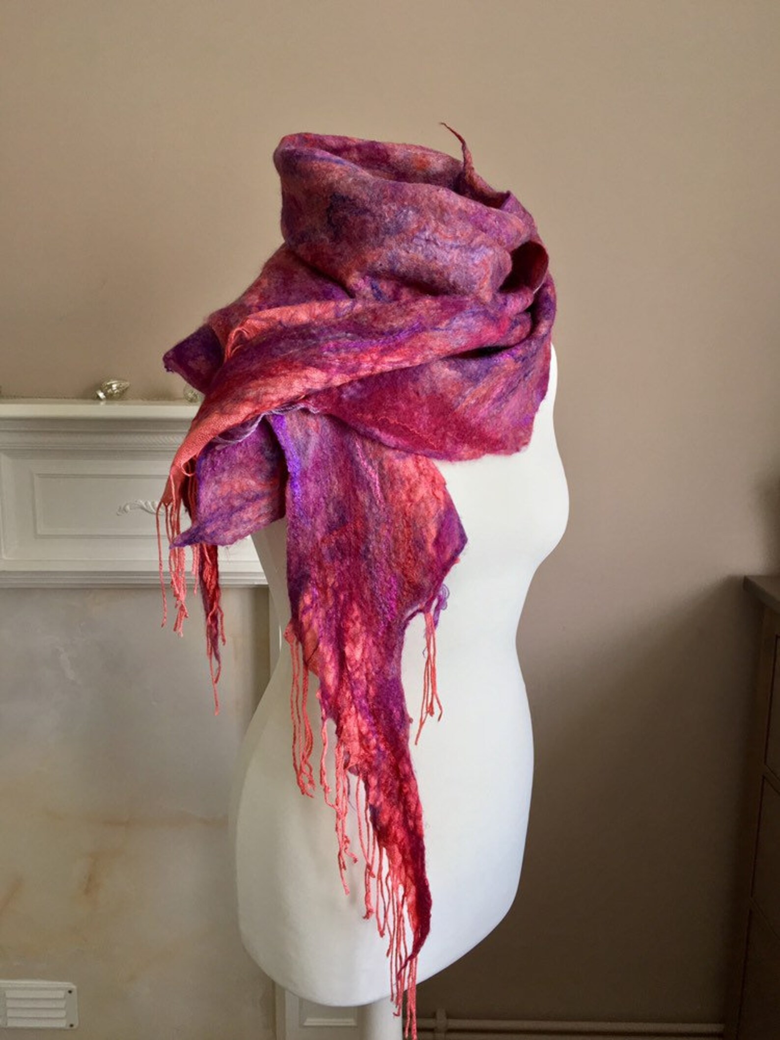 Merino Wool Scarf Felted Merino Wool Wrap Merino Wool Felted - Etsy