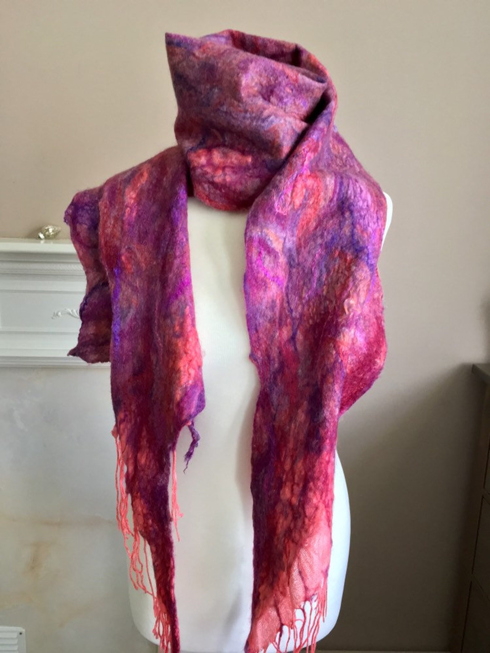 Merino Wool Scarf Felted Merino Wool Wrap Merino Wool Felted - Etsy