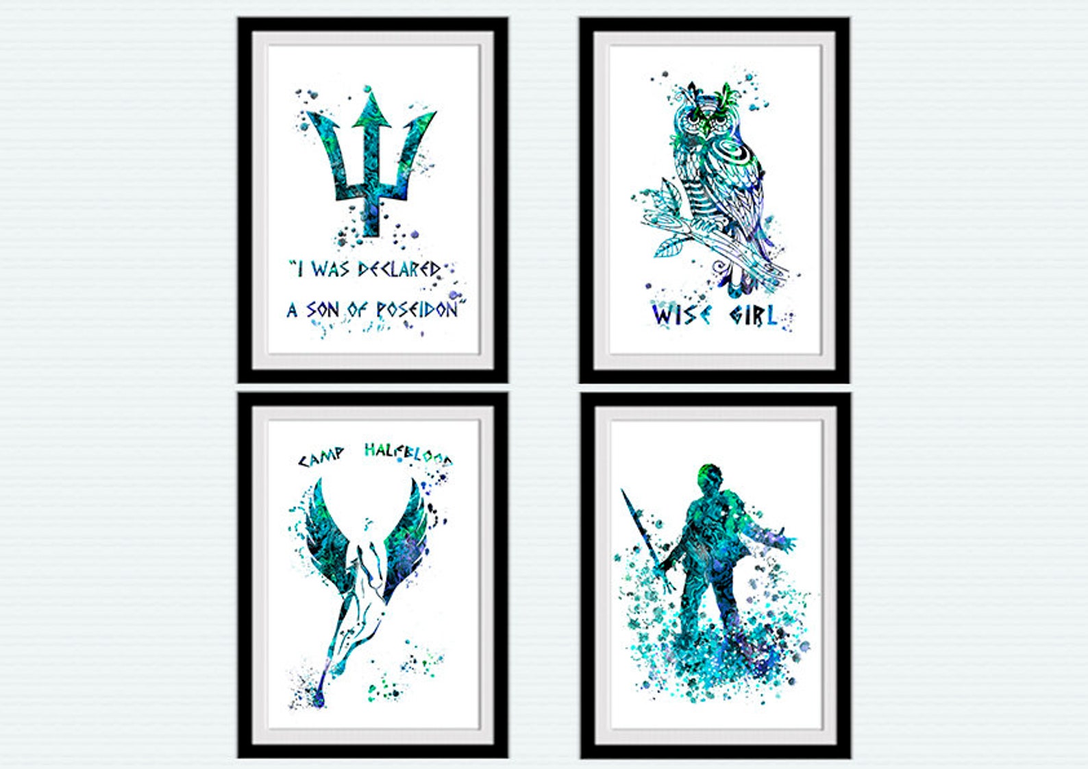 Percy Jackson Poster Set of 4 Greek Mythology Print Mythology Wall ...