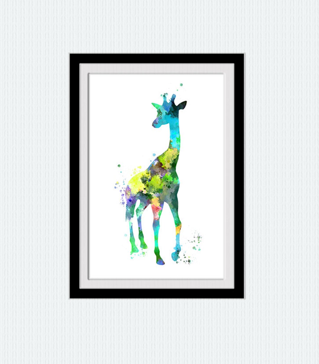 Giraffe Poster Giraffe Watercolor Print Animal Colorful Print African ...
