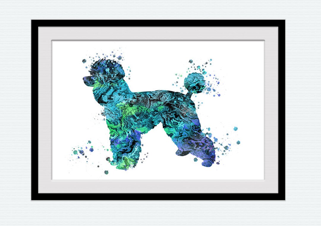 Poodle Art Poster Dog Watercolor Print Animal Poster Dog Print in Teal ...