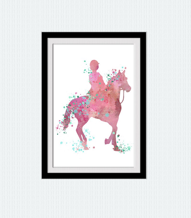 Horseback Riding Art Print Horse Riding Girl Watercolor Poster - Etsy
