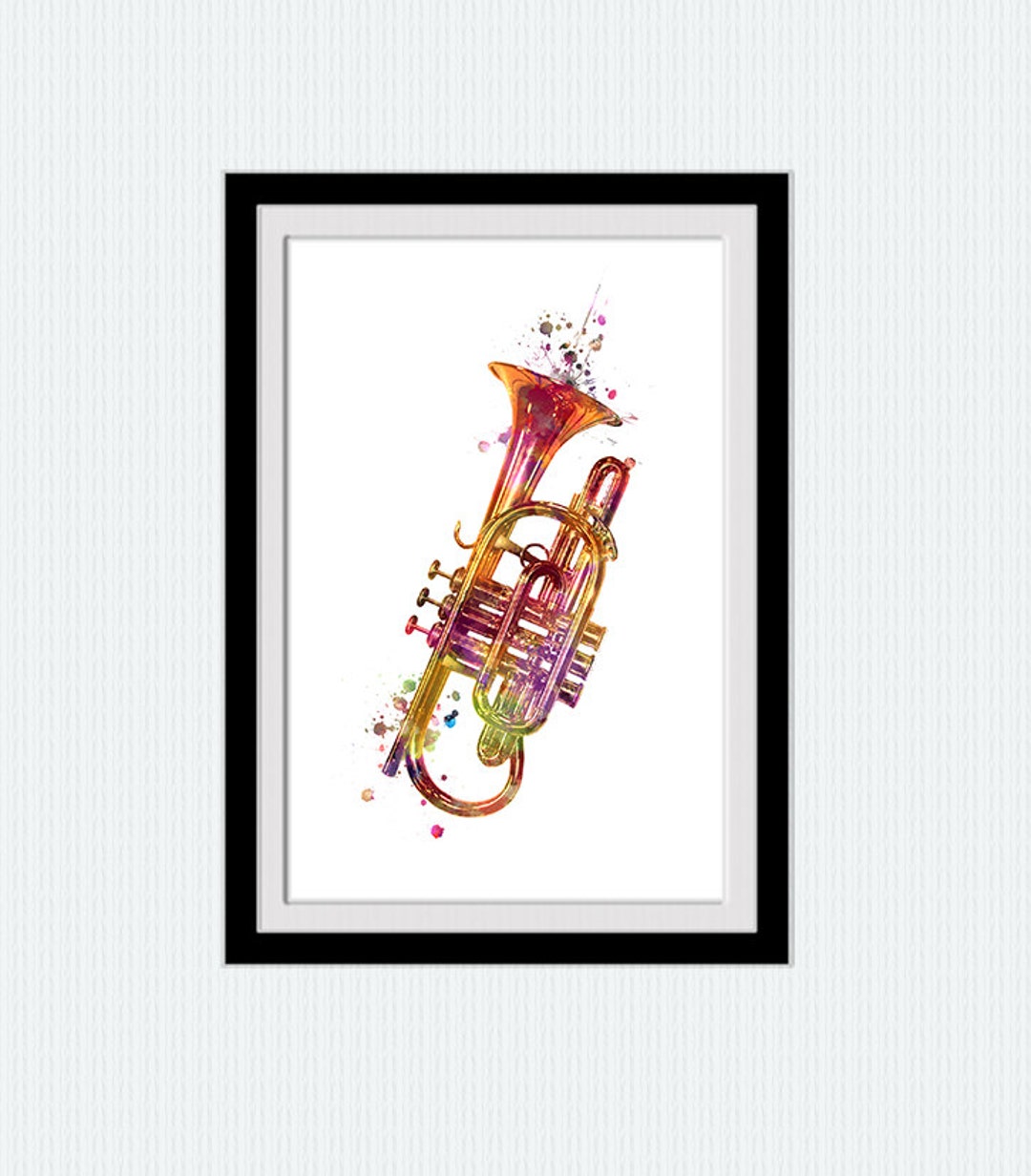 Trumpet Print Trumpet Poster Trumpet Watercolor Illustration Trumpet ...