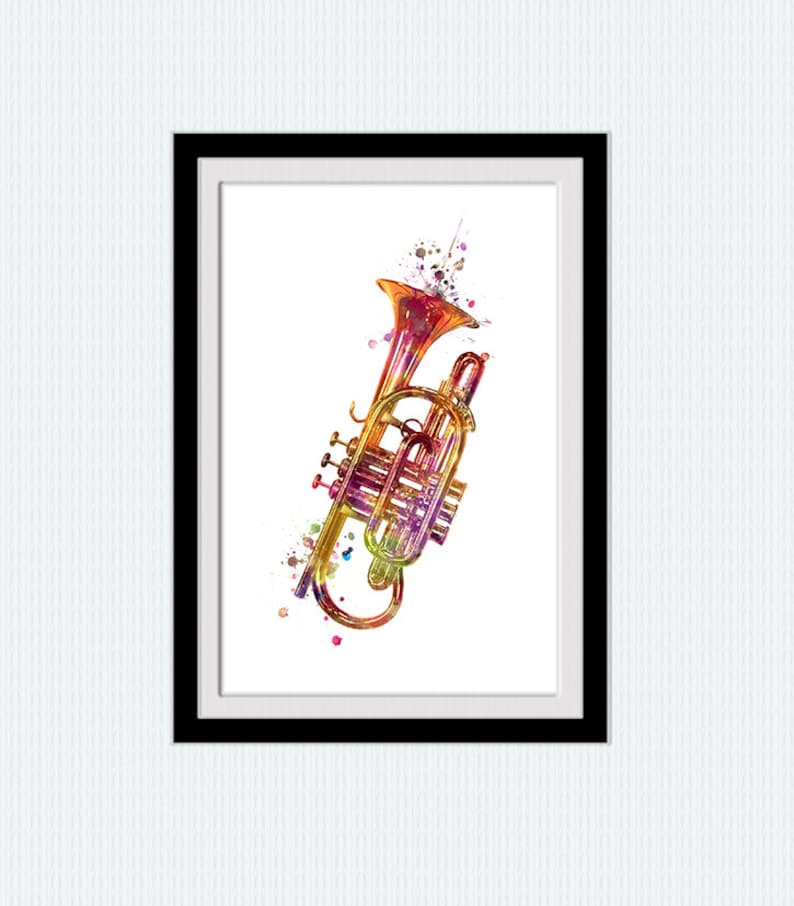 Trumpet Print Trumpet Poster Trumpet Watercolor Illustration | Etsy