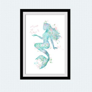 Mermaid art poster Set of 3 prints Mermaid watercolor Home | Etsy