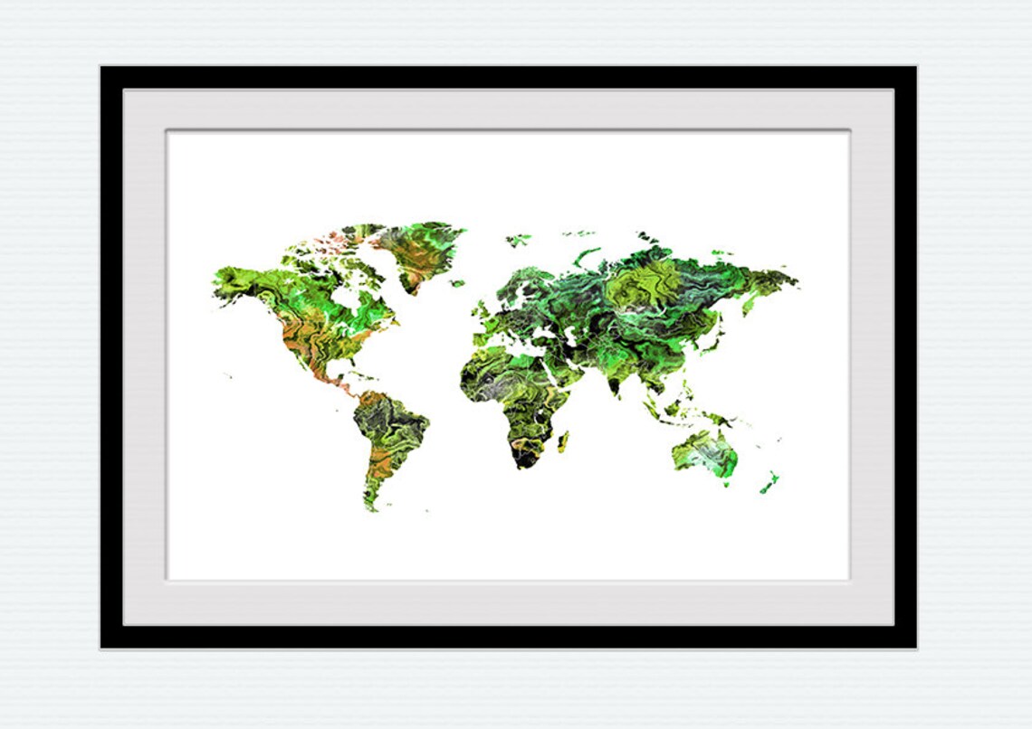 World Map Print World Map Poster Watercolor World Map - Etsy