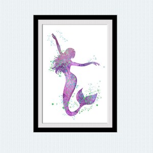 Mermaid Art Print Mermaid Purple Poster Mermaid Art Decor Ocean Fantasy ...